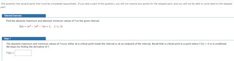 solved part tutorial exercisefind the absolute maximum and