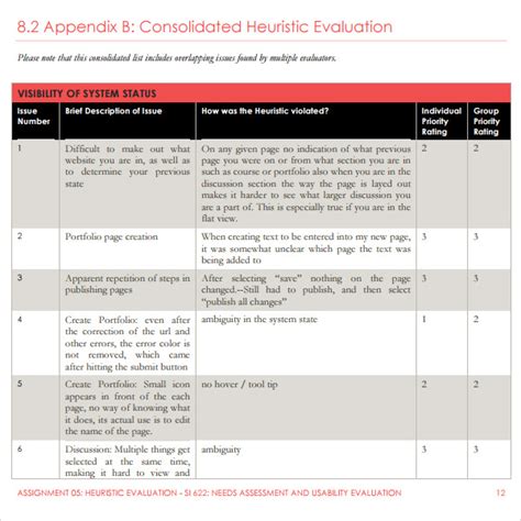 Heuristic Evaluation Template