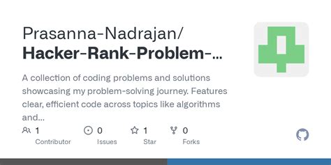 Issues · Prasanna Nadrajanhacker Rank Problem Solving · Github