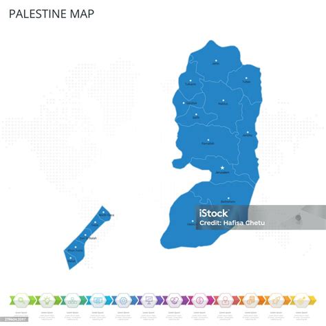 Palestine Map Infographic Detailed Map With Regions And Cities Of The