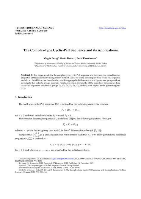 Pdf The Complex Type Cyclic Pell Sequence And Its Applications