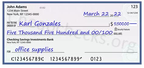 How To Write A Check For 5500 Dollars Cheap Checks