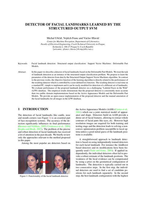 Pdf Detector Of Facial Landmarks Learned By The Structured Output Svm