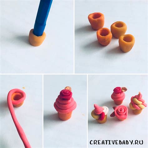 Как слепить пирожное из пластилина