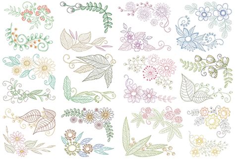 Hand Sketched Floral Borders By Reen Wilcoxson Downloadableembroidery