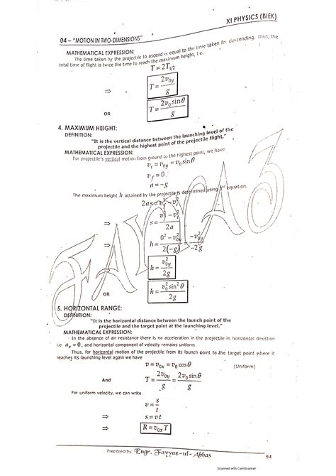 SOLUTION Physics Motion In Two Dimensions Notes Studypool
