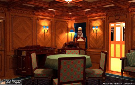 Rms Titanic Interior Design Wooden Paneling And Round Table Titanic