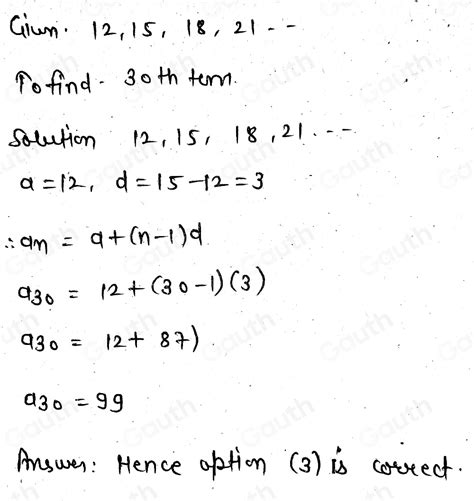 Solved Can You Calculate The 30th Term Of This Sequence 12 15 18