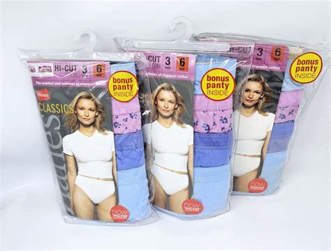 Hanes Womens Classics Tagless Hi Cut Panties Underwear 12 Pair Size 6