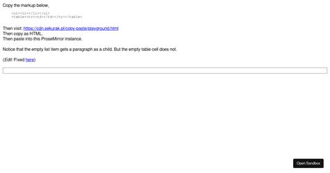 Prosemirror Table Cell Content Codesandbox