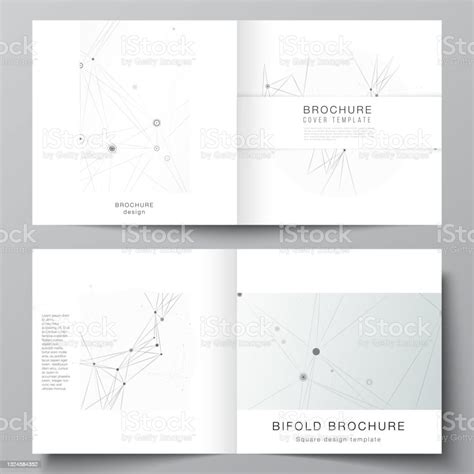 두 개의 커버 레이아웃스퀘어 바이폴드 브로셔 전단지 잡지 커버 디자인 책 디자인 브로셔 커버용 템플릿 회색 기술 배경과 연결