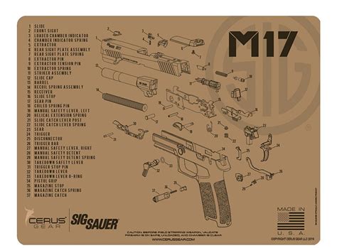 Sig M17 Schematic Tan Exploded View Flat Dark Earth Heavy Duty Pisto