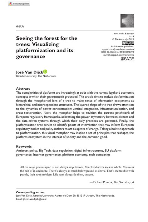 Pdf Seeing The Forest For The Trees Visualizing Platformization And Its Governance