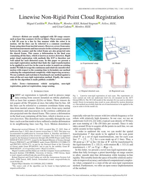 Pdf Linewise Non Rigid Point Cloud Registration