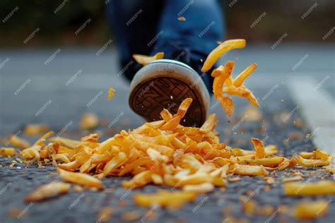 Premium Photo Dropped Food Clumsy Man Dropping His French Fries