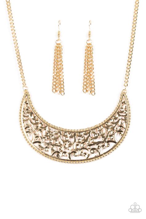 Paparazzi Necklace ~ Moroccan Moon Gold Paparazzi Jewelry Online