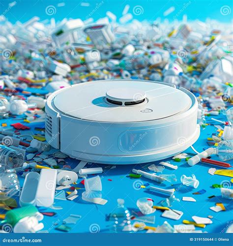 Robot Cleaner Inside Tons Of Plastic Garbage Ai Generated Illustration Stock Illustration