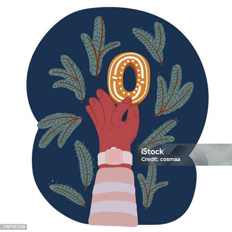 만화 벡터 일러스트 레이 션 의 쿠키 글꼴 번호 0 손에 진저 브레드 0에 대한 스톡 벡터 아트 및 기타 이미지 0 3차원 형태 가격 Istock