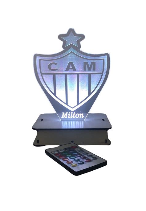 Luminária De Led Atlético Mineiro Com Nome Personalizado Móvel P