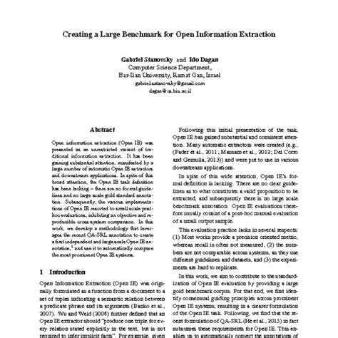 Creating A Large Benchmark For Open Information Extraction Acl Anthology