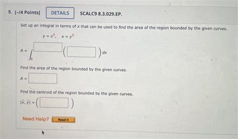 Solved Set Up An Integral In Terms Of X That Can Be Used To