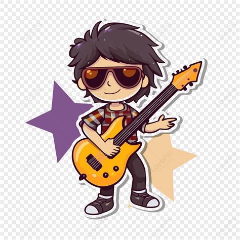 戴著墨鏡和電吉他的卡通男孩 向量卡通墨鏡卡通吉他eps圖案素材免費下載，可愛卡通圖片，尺寸4267 × 4267px Lovepik