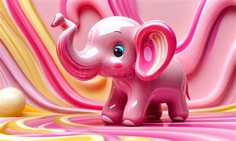 Cute Elephant In Creamy Colorful Fantasy Candy World Stock Footage