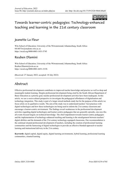 Pdf Towards Learner Centric Pedagogies Technology Enhanced Teaching