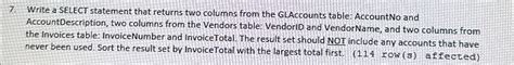Solved Write A Select Statement That Returns Two Columns