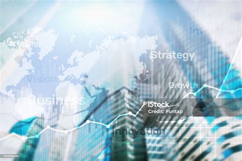 비즈니스 추상적인 배경 이중 노출 그래프 차트 및 다이어그램 월드 와이드 맵과 글로벌 비즈니스 및 금융 트레이딩 컨셉 건축에