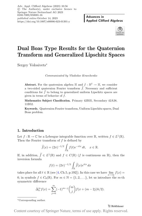 Dual Boas Type Results For The Quaternion Transform And Generalized Lipschitz Spaces
