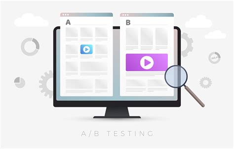 Ab 테스트 플랫 벡터 개념 그림입니다 분할 테스트 및 Ab 비교 웹 사이트 페이지입니다 더 나은 사용자 편의성을 식별하기 위해 다양한 Ui 요소를 가진 온라인 실험 개선에