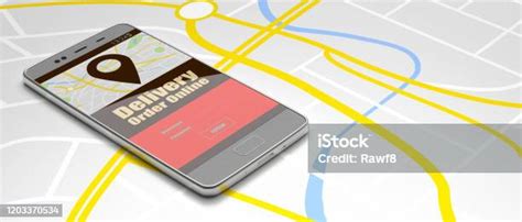 나무에 모바일 디스플레이에 음식 온라인 주문 및 배달 응용 프로그램 3d 일러스트레이션 3차원 형태에 대한 스톡 사진 및 기타 이미지 3차원 형태 가정 생활 건강에