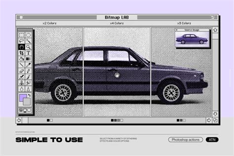 Bitmap Lab One Click Pixel Halftone Photoshop Action Filtergrade Bitmap Halftone