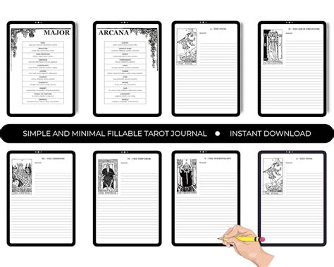 Simple Fillable Minimalist Tarot Journal Digital Tarot Journal