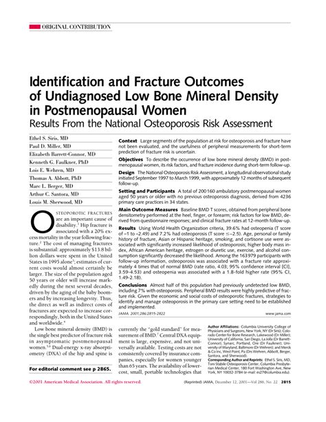 Pdf Identification And Fracture Outcomes Of Undiagnosed Low Bone Mineral Density In