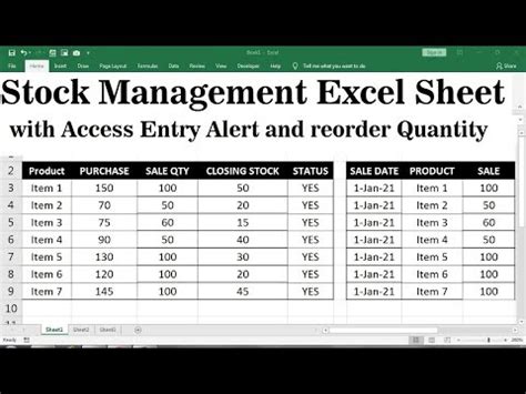 Learn Excel Stock Management In Excel Sheet