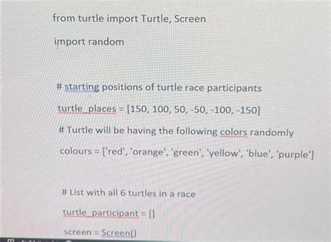 From Turtle Import Turtle Screen Import Random