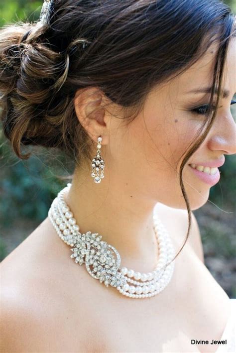 Collier De Mariage Pour Mariée Collier De Mariage Collier De Perles Et Strass Bijoux De Mariée