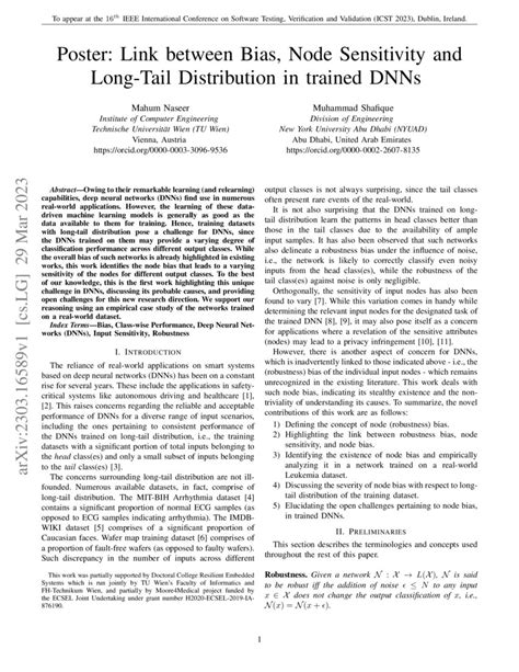 Poster Link Between Bias Node Sensitivity And Long Tail Distribution In Trained Dnns Deepai