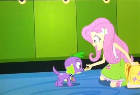 355432 Safe Screencap Fluttershy Spike Dog Equestria Girls G4
