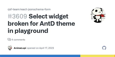 Select Widget Broken For Antd Theme In Playground · Issue 3609 · Rjsf