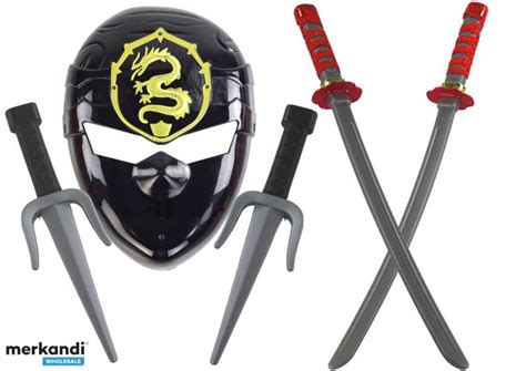 Ninja Warrior Set Mask Swords Daggers Red Ornaments Poland New The