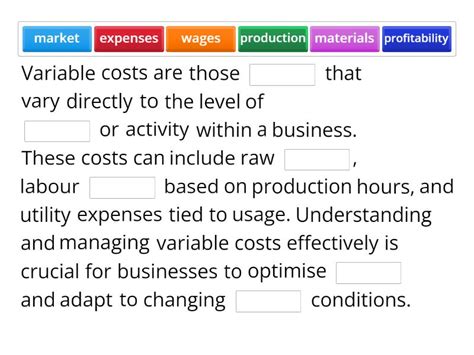 Variable Costs Complete The Sentence