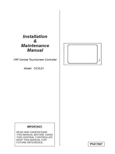 Lit 12013017 Im Vrf Central Touchscreen Controller Ccxl01 Pdf Electrical Wiring Power Supply