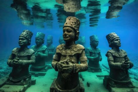 Premium Ai Image Statues In An Underwater Archaeological Site Created With Generative Ai