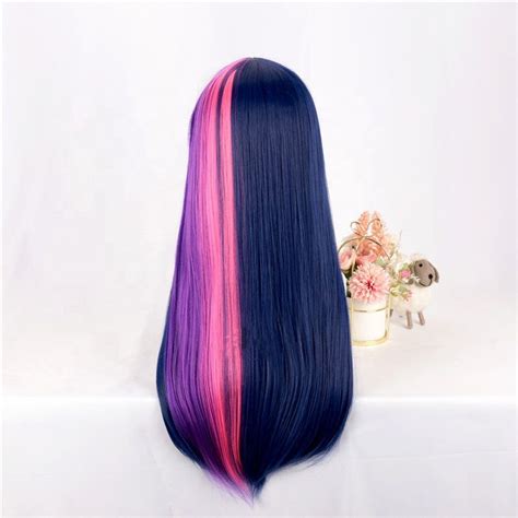 Wholesale 80cm Long Straight Purple Pink Mixed My Pony Twilight Sparkle