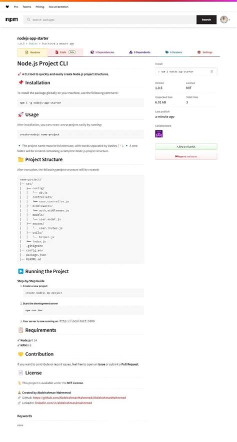 ‏abdelrahman Mahmmed‏ على Linkedin ‏nodejs Npm Opensource Javascript Webdevelopmen‏