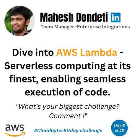 Mahesh Dondeti On Linkedin Awslambda Awslearning Aws Cloudcomputing Learningjourney