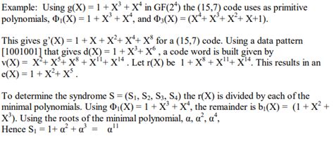 Modular Arithmetic Finding Bch Code Syndromes Mathematics Stack